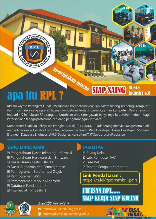 Informasi PPDB RPL (Rekayasa Perangkat Lunak) - SMKN 1 Padaherang